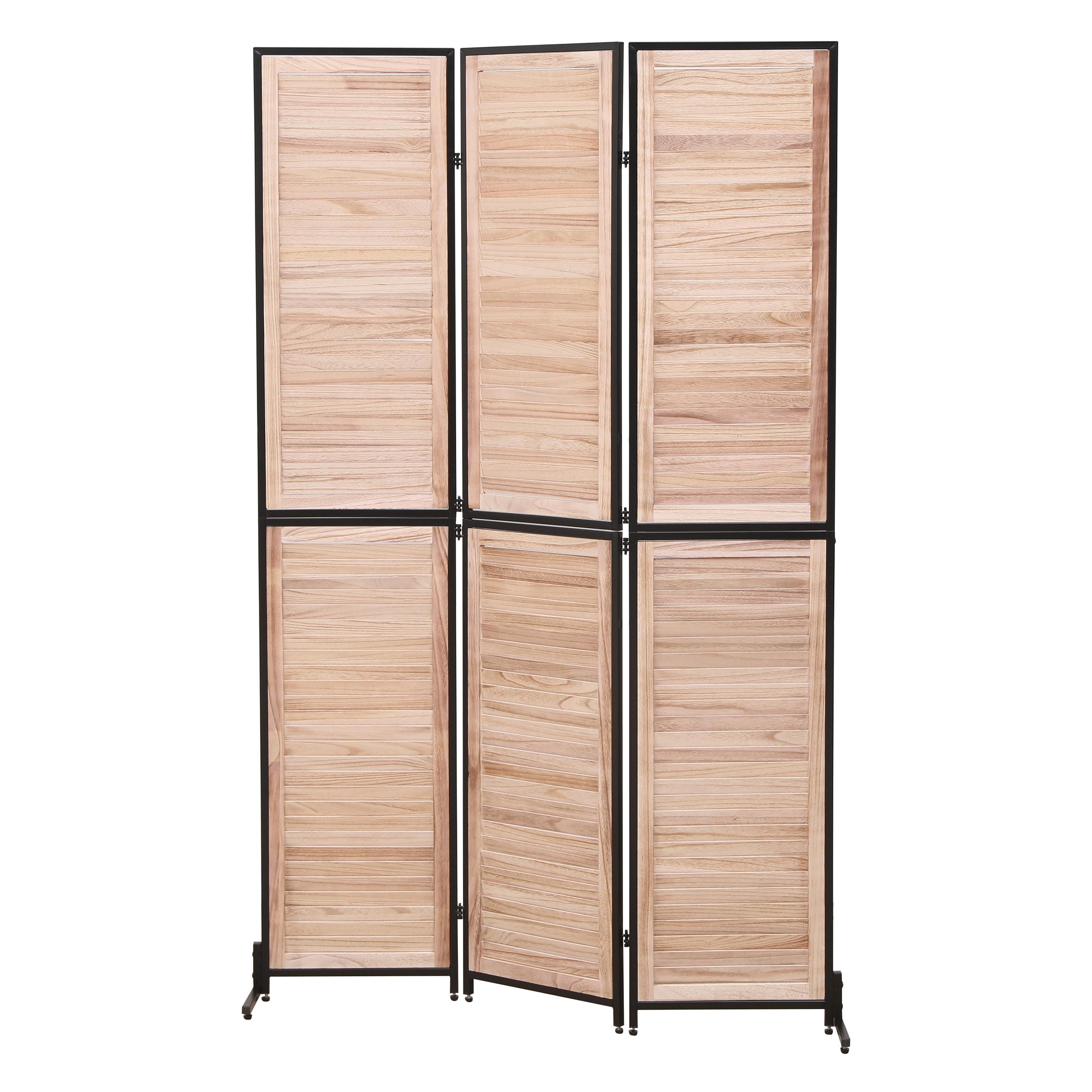 BURDOCK Natural Wooden Folding Privacy Screen | Wayfair