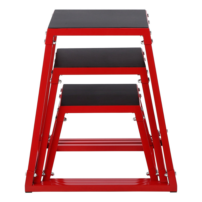 Qeetex 12+18+24 inches red Plyometric Jump Stools Steel Plyo Platform ...