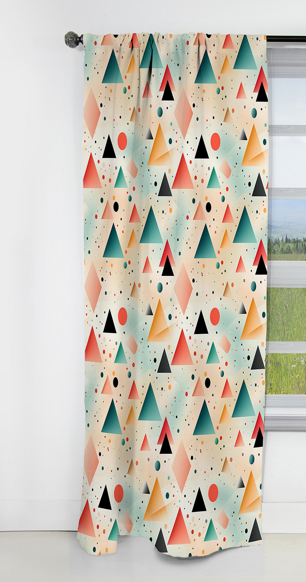 Design Art Pastel Color Triangles Fabric I - Abstract Curtain ...