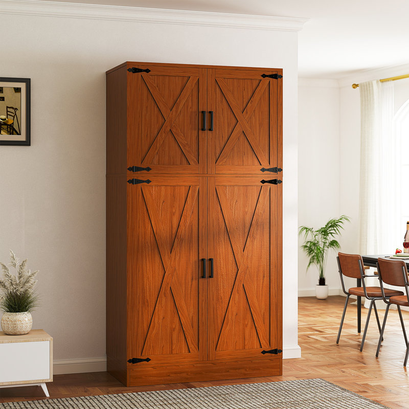 Gracie Oaks 71'' Farmhouse Armoire, Wardrobe Closet Storage Cabinet ...