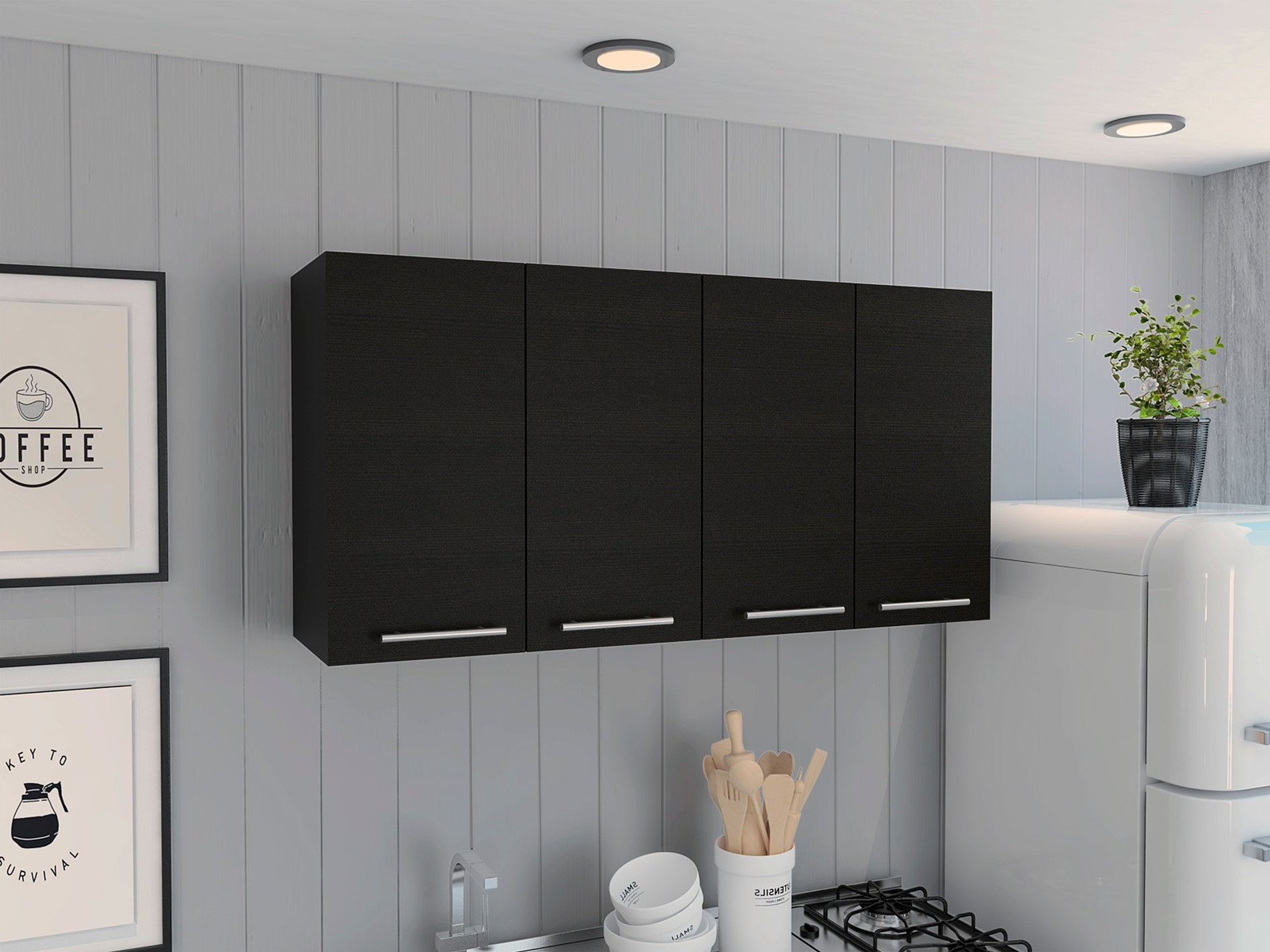 Ebern Designs Stockton Rectangle Four Swing Doors Wall Cabinet White ...