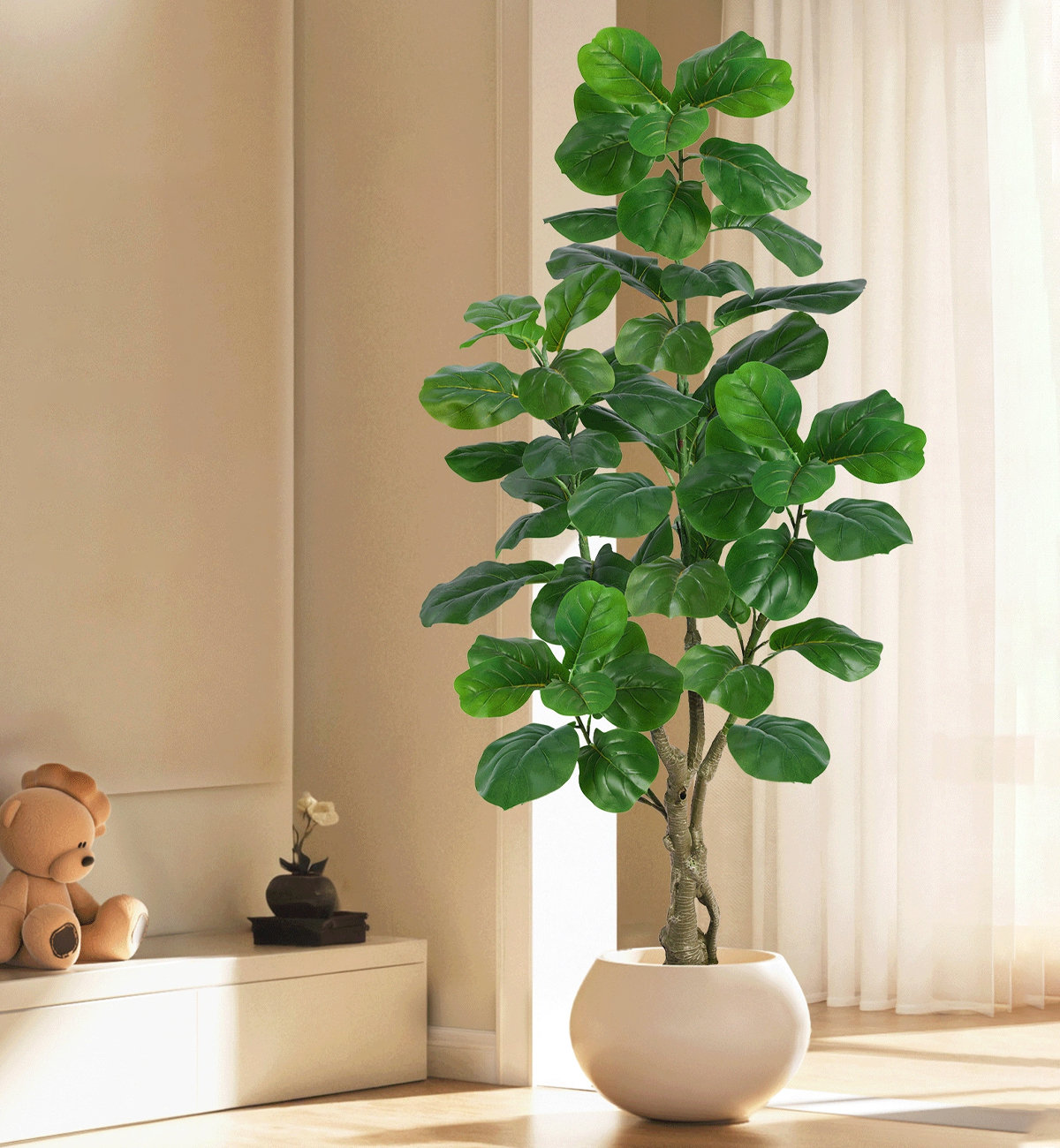 Stella Trek Simulated Green Harp Leaf Fig Large Bionic Plant Pot | Wayfair