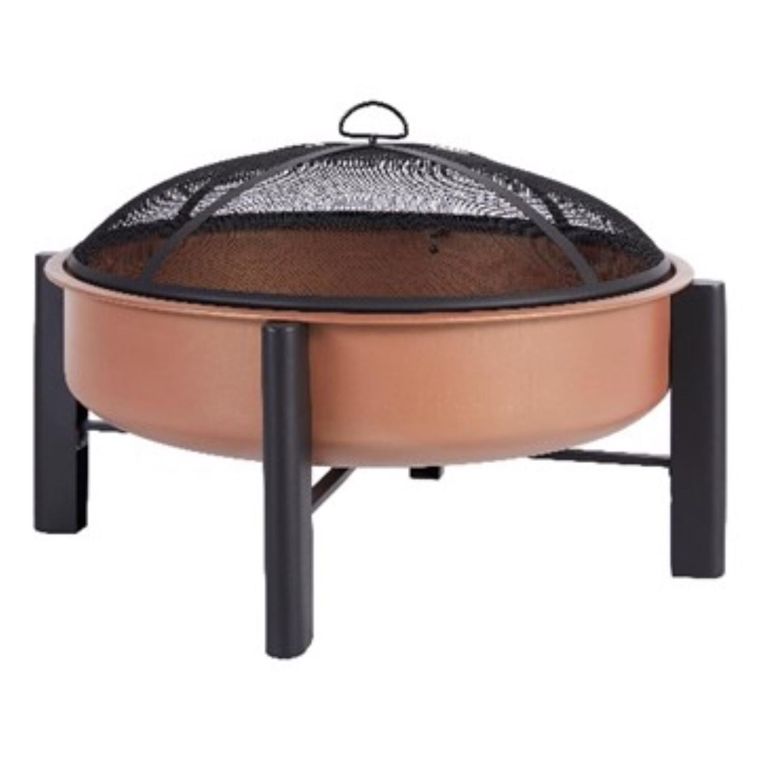 Red Barrel Studio® Steel Modern Round Wood Fire Pit 30" W | Wayfair