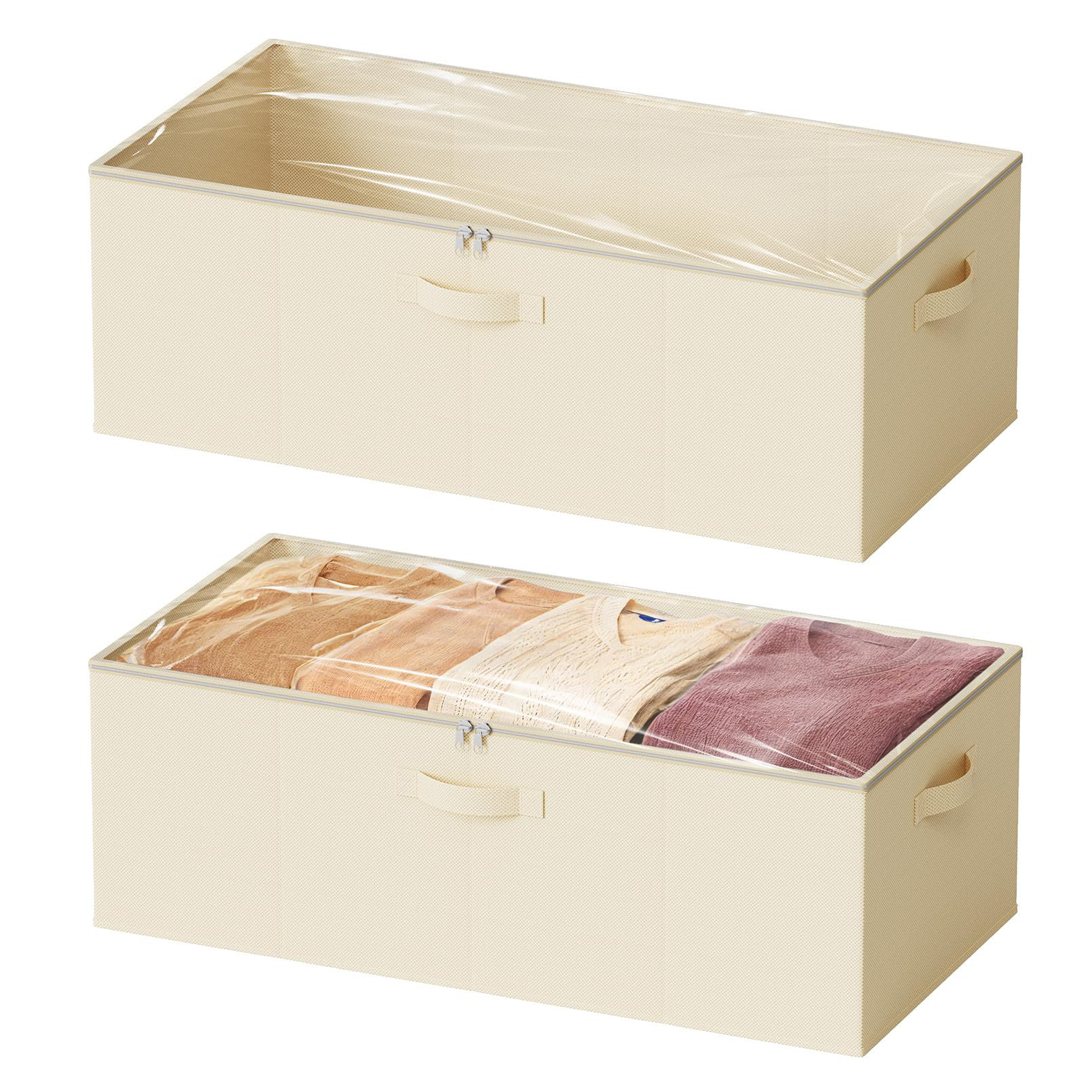 Hokku Designs 2 Pack 10 Inch High Under Bed Storage Boxes, Large Under ...