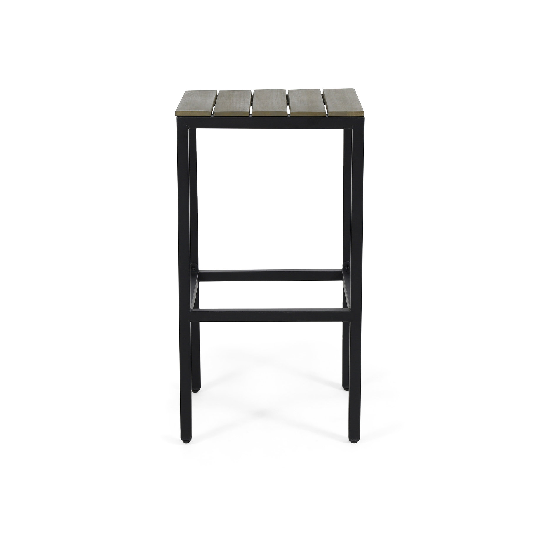 17 Stories Wood Outdoor Bar Stools, Pair. Grey And Black Hues. Metal ...