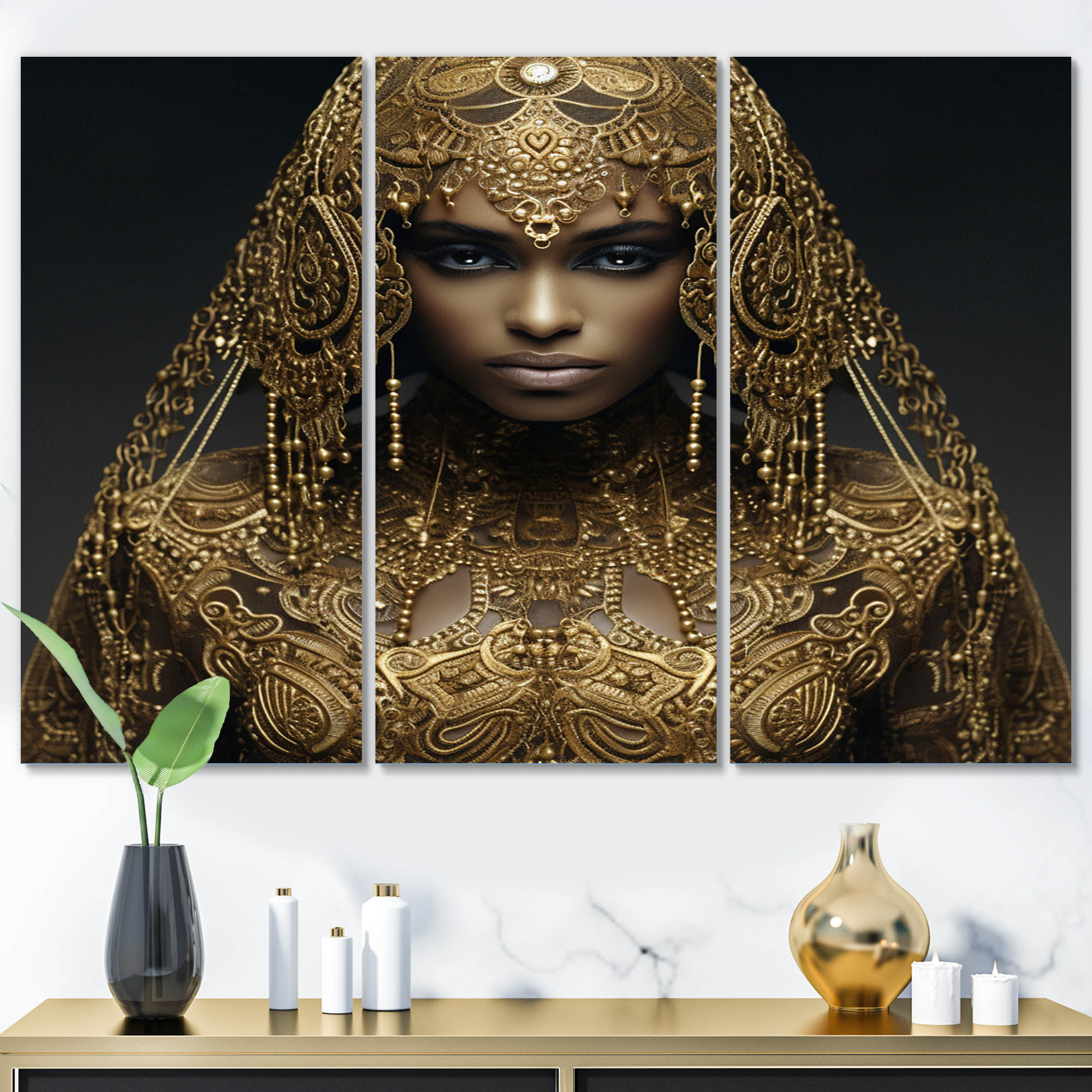 Latitude Run® Elegant Gold Vintage Muslim Queen II - 3 Piece Wrapped ...