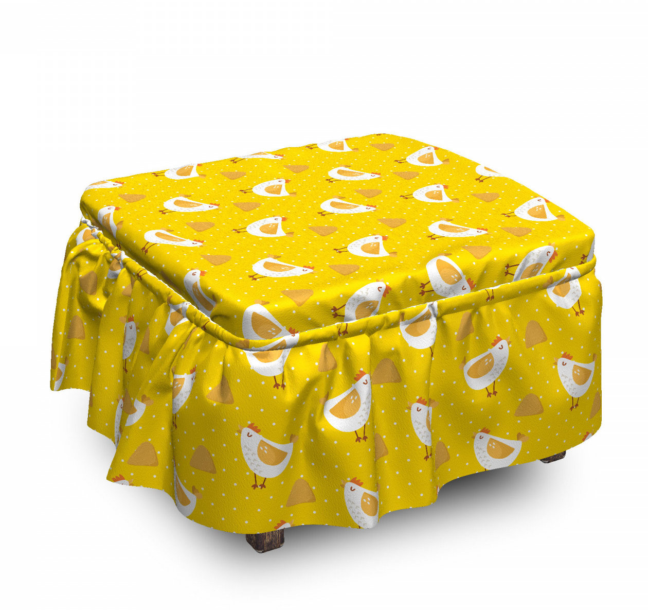East Urban Home Dots Chicken Haystack Ottoman Slipcover | Wayfair