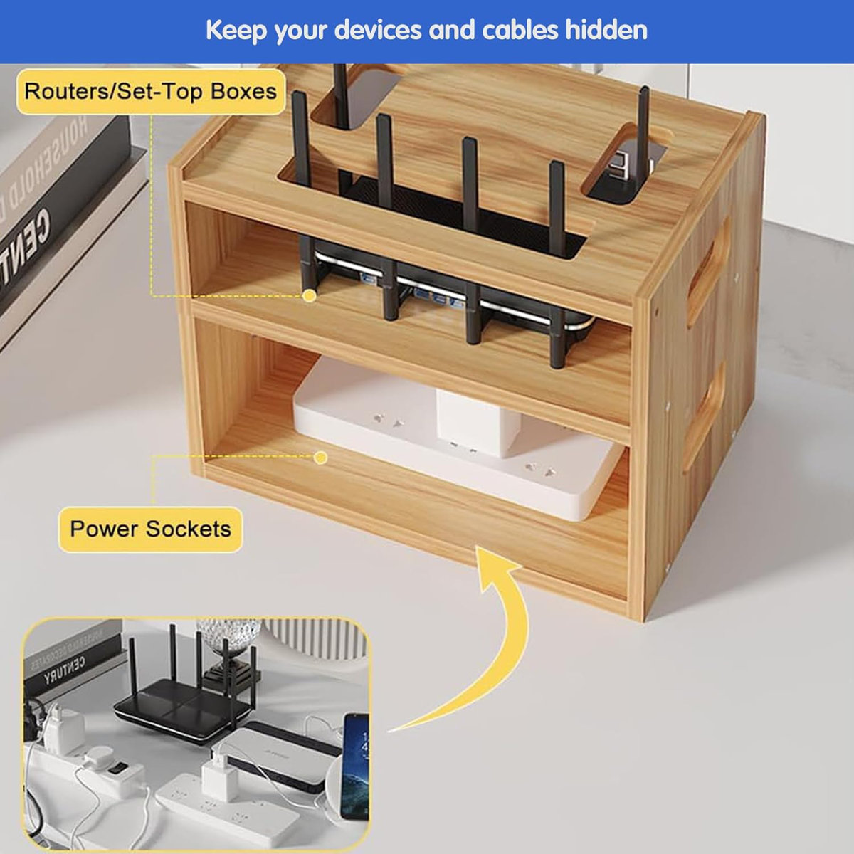 Elaine Mercure Wifi Router Storage Box, Wifi Cabinet To Hide Router And ...