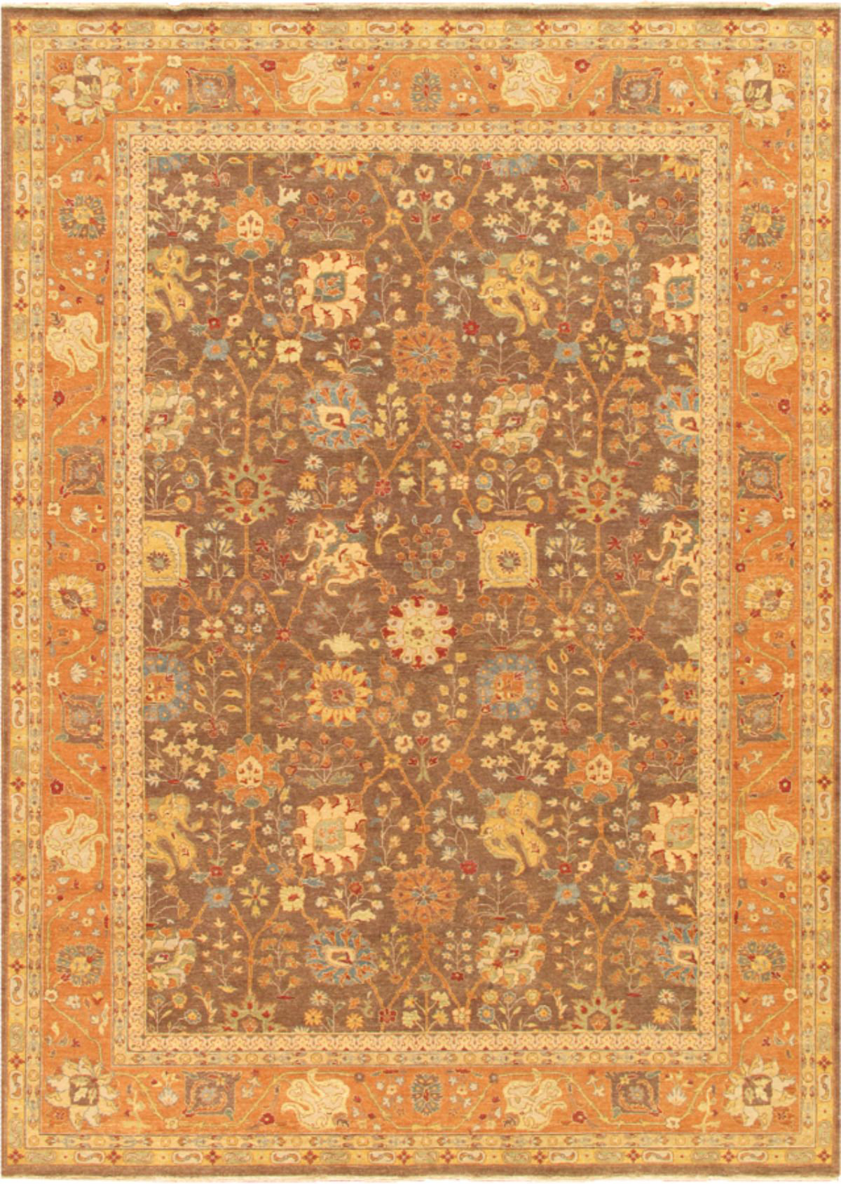Pasargad Hand-Knotted Wool Orange/Brown Rug | Wayfair