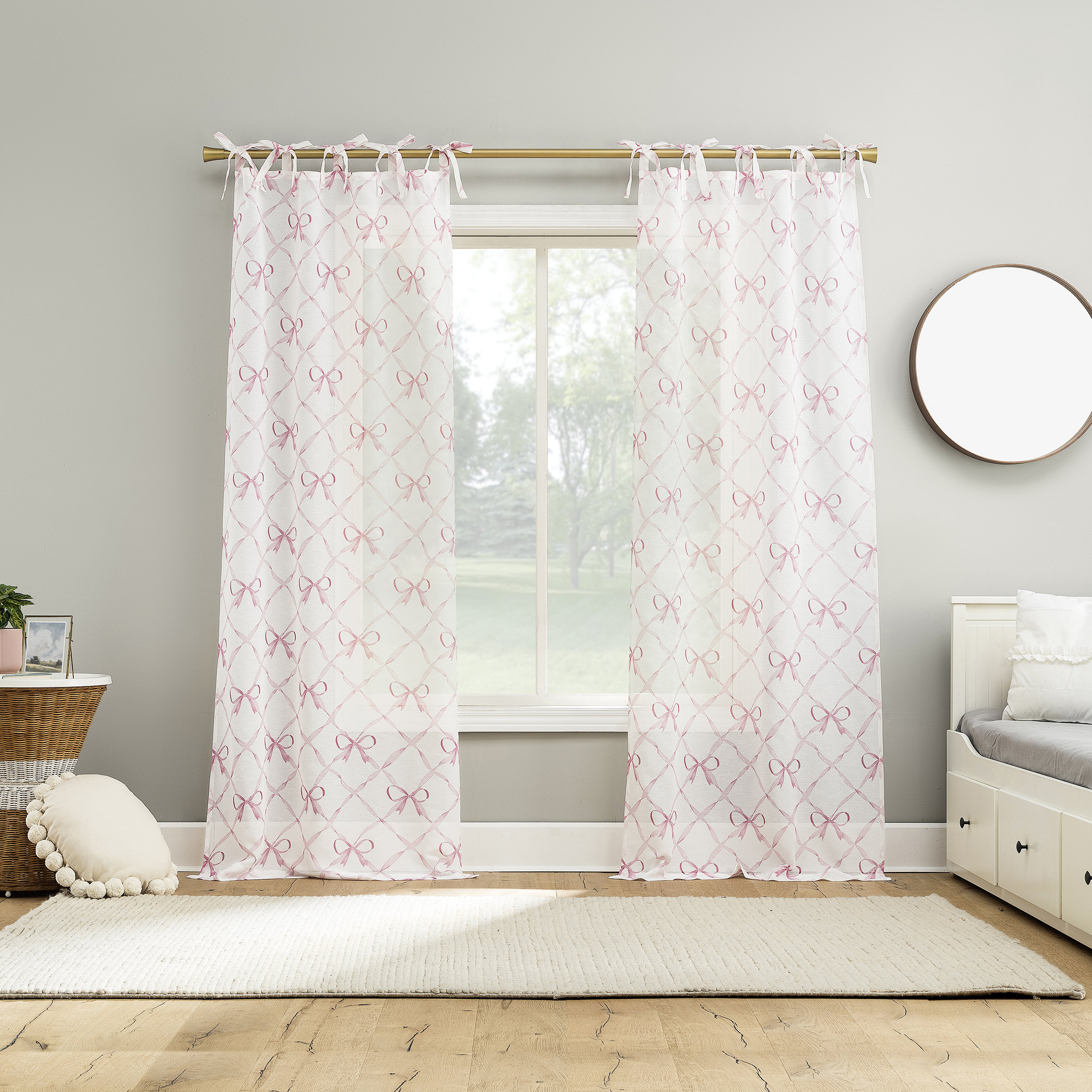 Sun Zero Generation Romy Lattice Bows Sheer Tie Top Curtain Panel | Wayfair