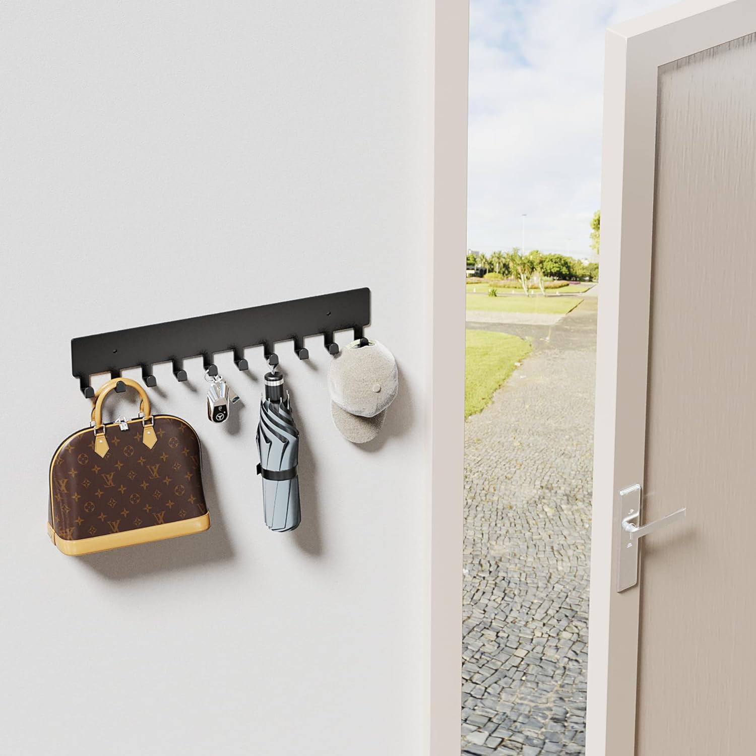 WINUAL Key Holder For Wall, Key Hooks With 10 Hooks, Wall Mounted Key ...