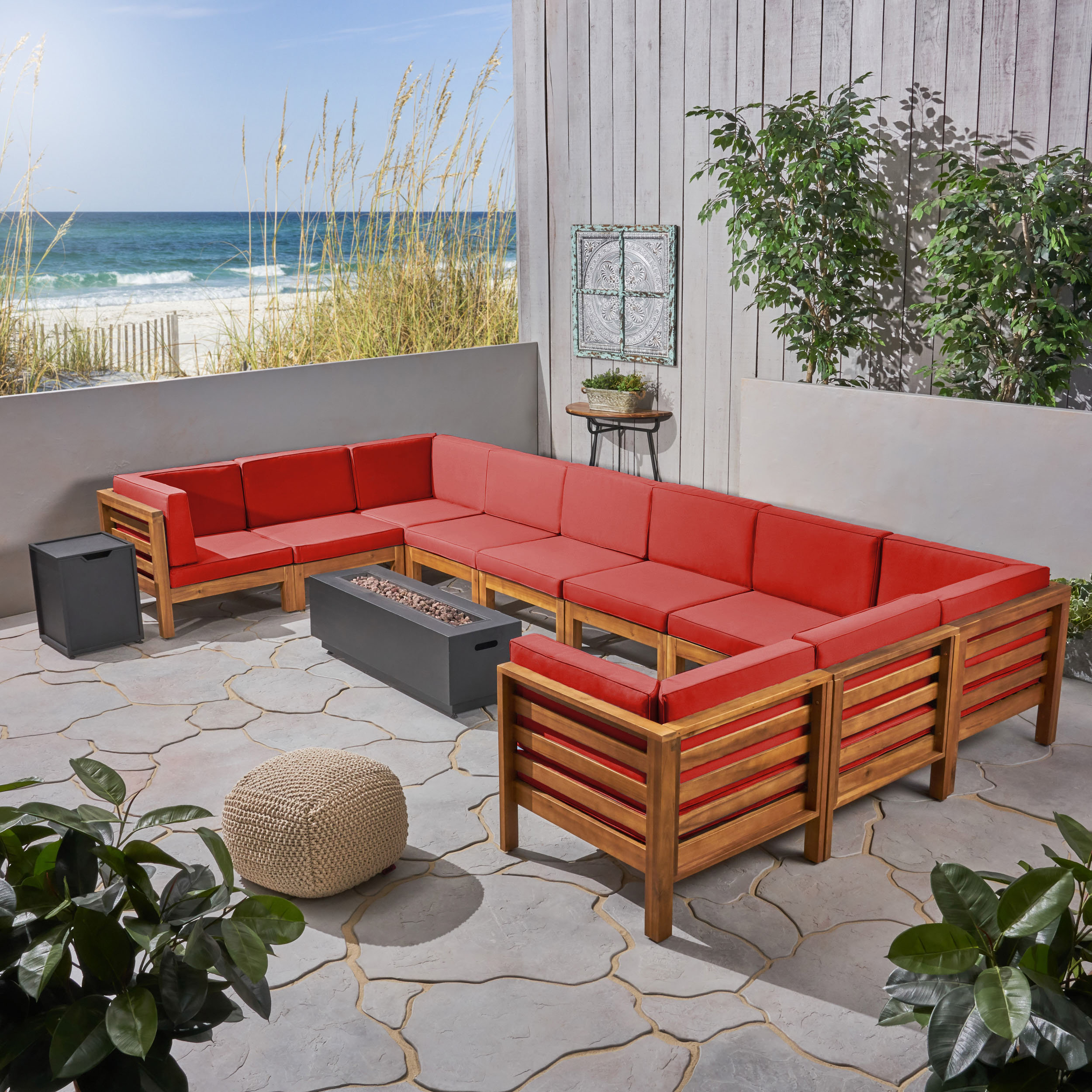 Longshore Tides Eugene Outdoor U-Shaped 12 Piece Sectional Seating ...
