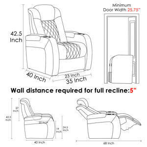 Red Barrel Studio® Mixell 35" Wide Genuine Leather Power Rocker Home ...