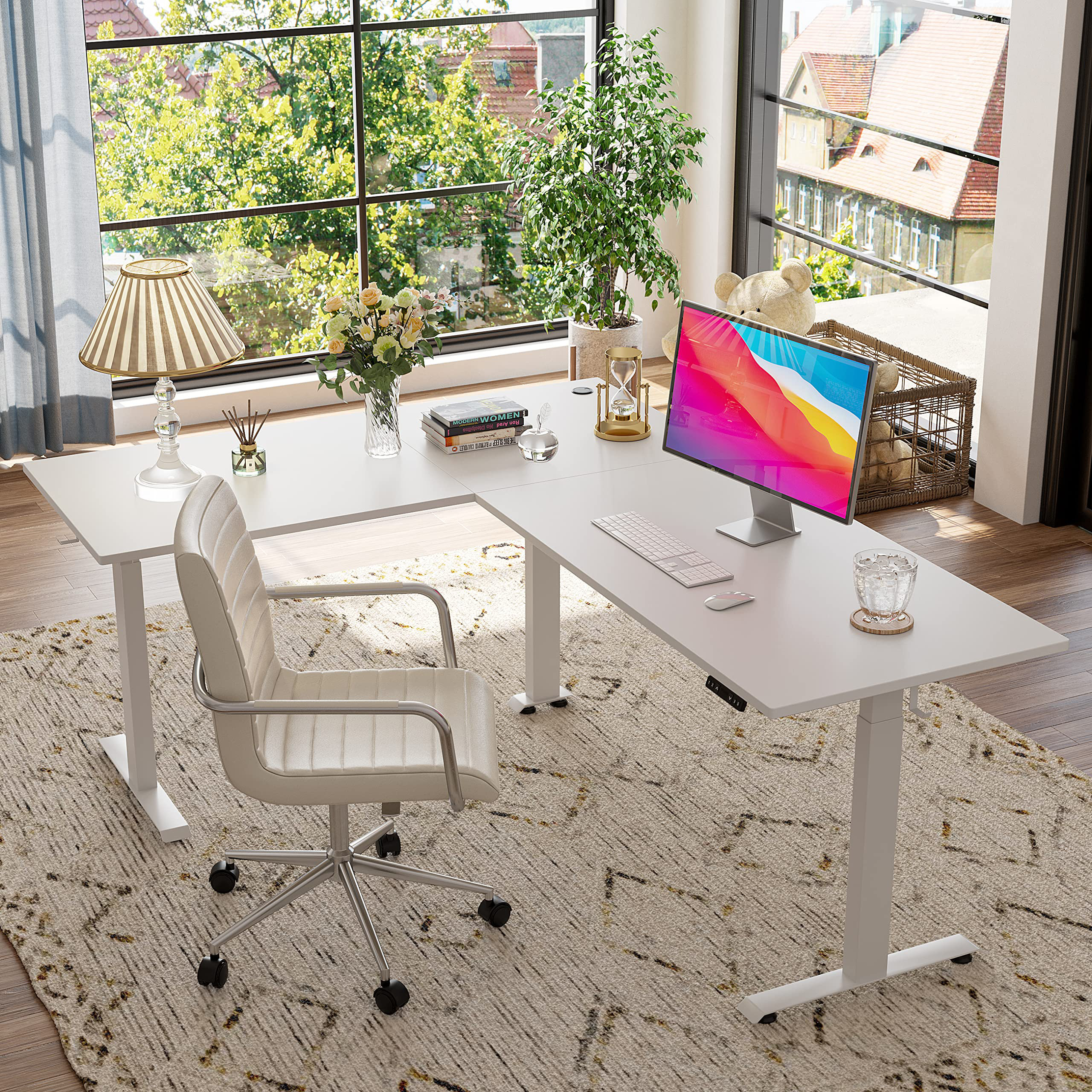 ABMC Adjustable L-Shaped Metal Base Standing Desk - Wayfair Canada