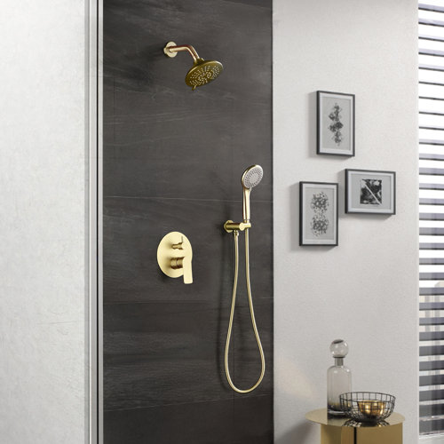 RBROHANT 6" Complete Shower Combo Set, 5 Functions Solid Brass Shower ...