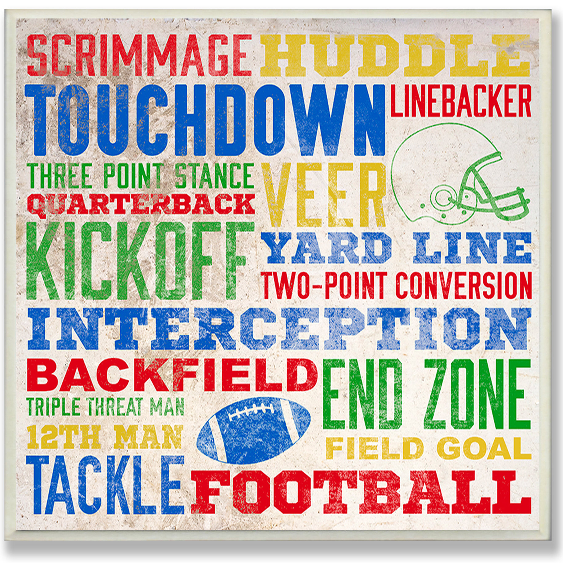 Viv + Rae™ Cambra 'Football Words' Framed Textual Art Wall Plaque | Wayfair