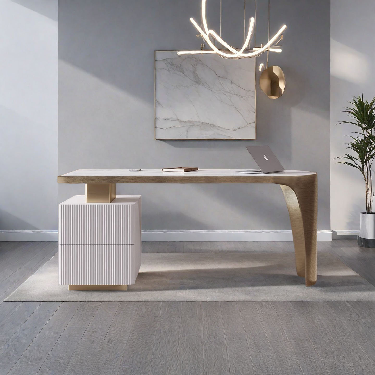 Hokku Designs Light Luxury Modern Minimalist Slate Office Desk | Wayfair