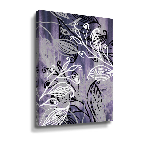 Winston Porter Dontee White Grey Black Leaves Pods Seeds On Purple ...