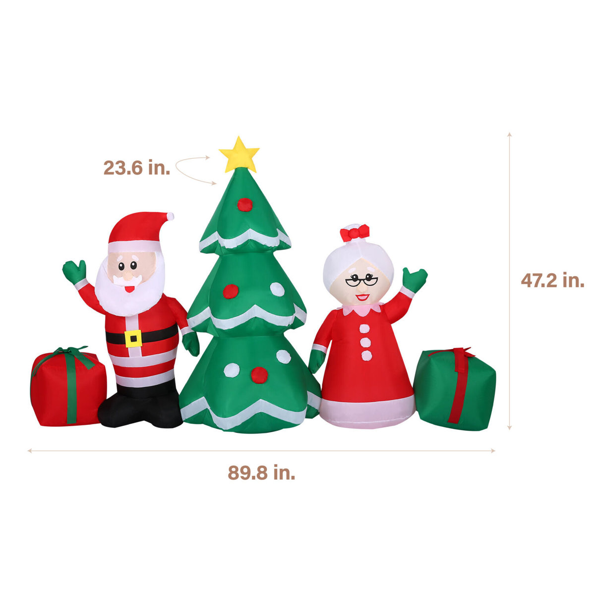 Fraser Hill Farm 7.5-Ft. Wide Santa and Mrs Claus by Christmas Tree ...