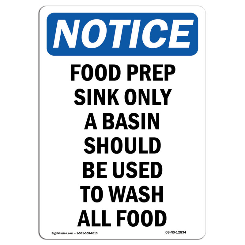 SignMission Food Prep Sink Only a Basin Should Sign | Wayfair