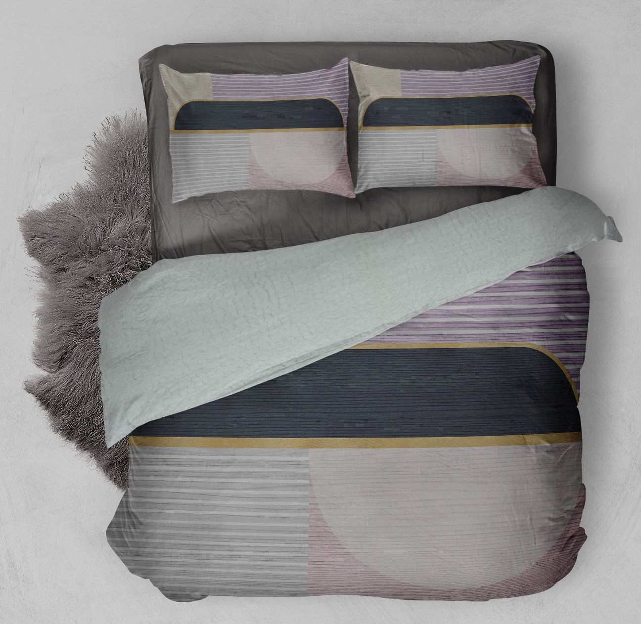 Blankets2U Light Gray/Blue Velvet Reversible Comforter Set | Wayfair