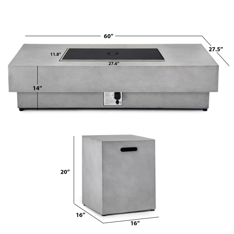 Latitude Run® 60" Outdoor Propane Fire Pit table with Tank Cover Table ...