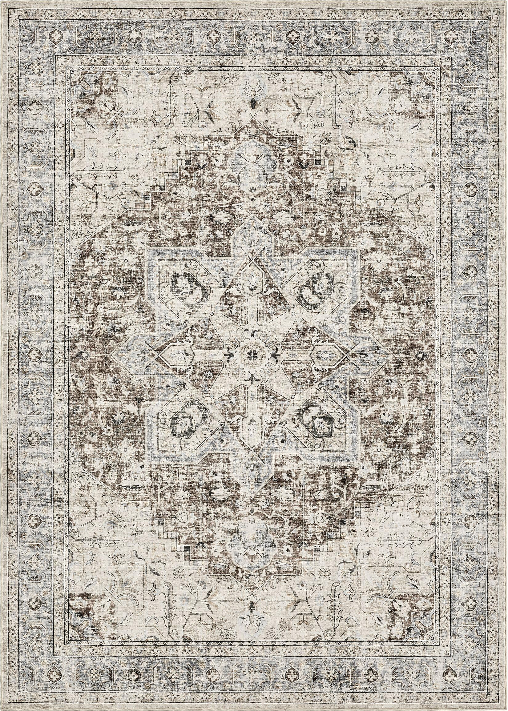 Bungalow Rose Area Rug Living Room Rugs - 8X10 Washable Boho Rug ...