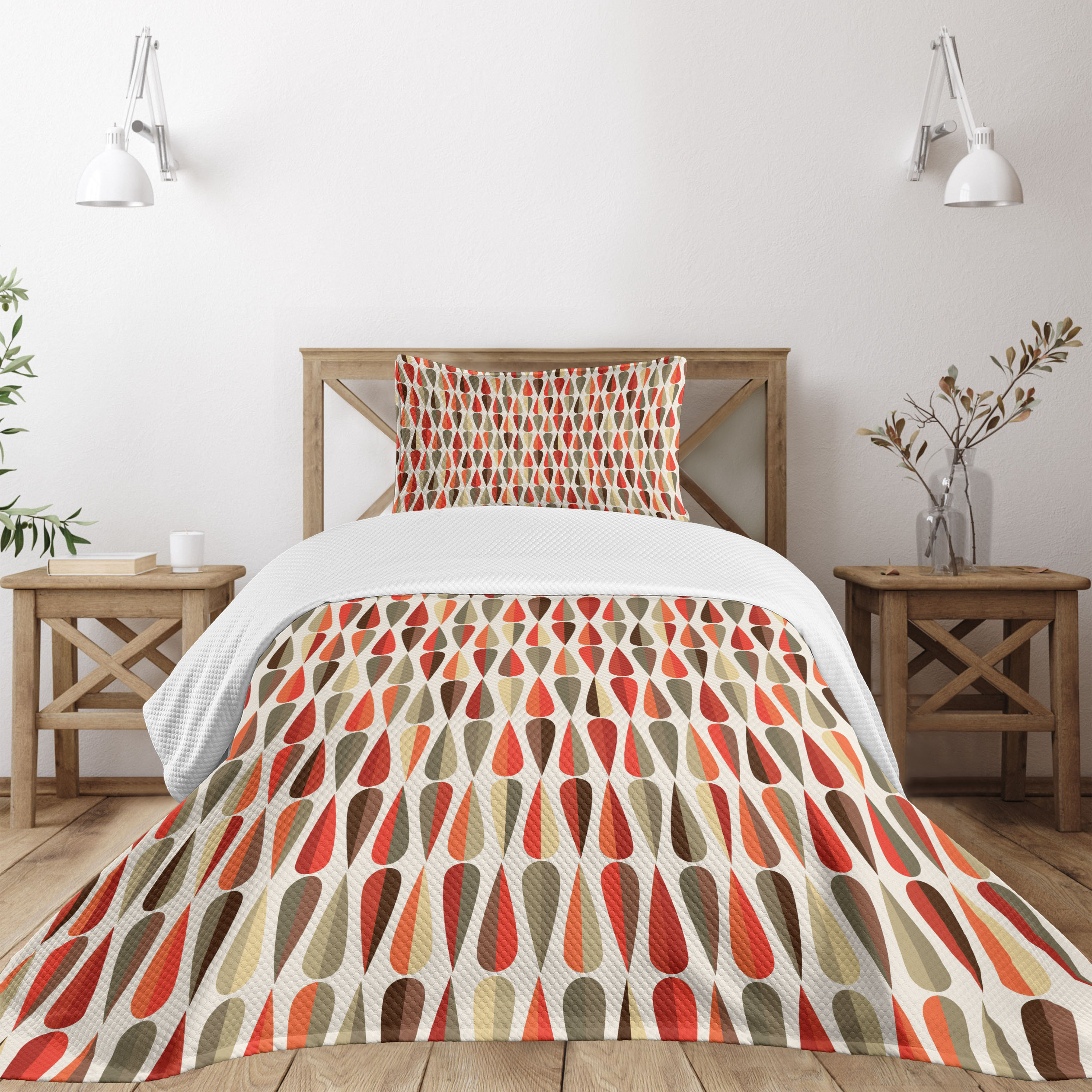 Ambesonne Geometric Bedspread Set 70s Retro Style Multicolor | Wayfair