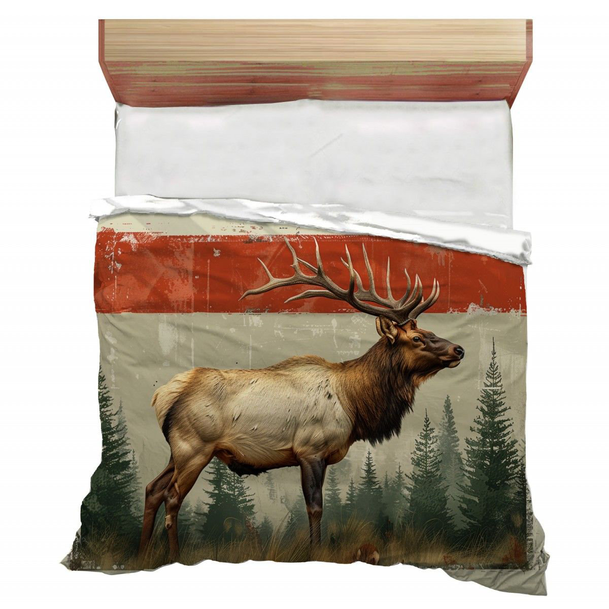 VisionDecor Elk Bedding Wildlife Duvet Cover Staring animal | Wayfair