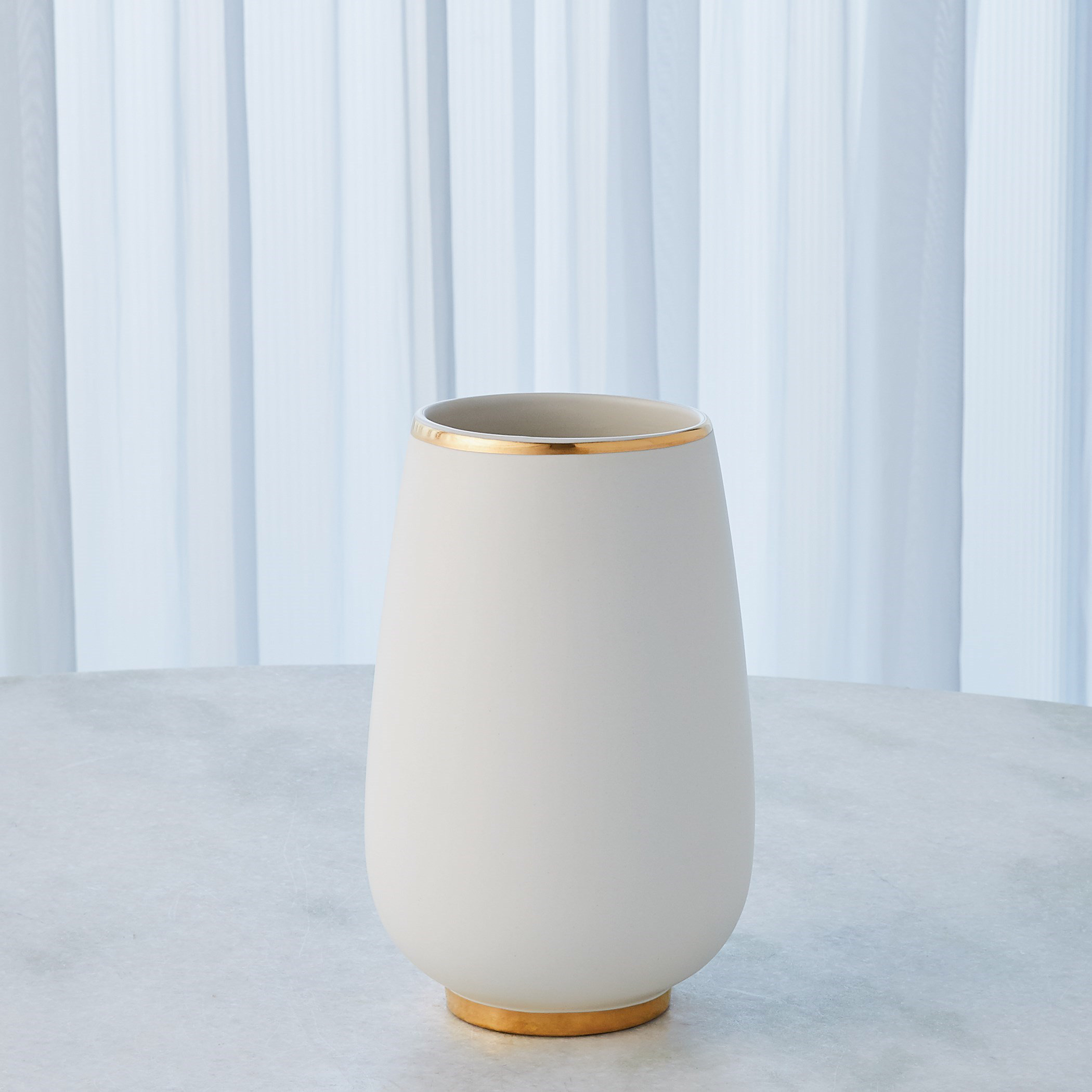 Global Views Gold Rim Bulb Vase-White | Wayfair