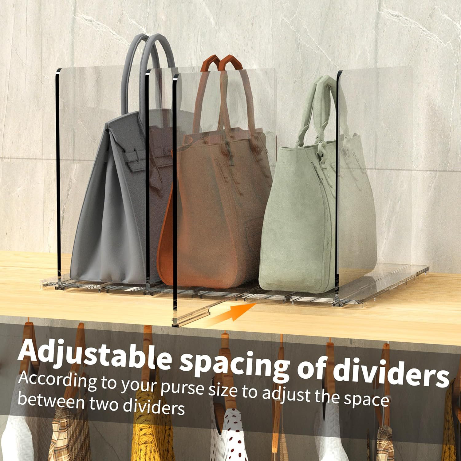 PRIMICOL Adjustable Acrylic Dividers for Clothes Purse Handbag Wardrobe ...