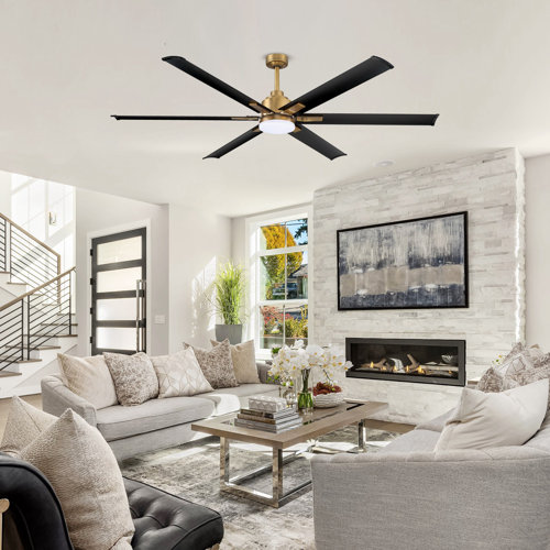 Angled Extremely Large Room Ceiling Fans With Lights You'll Love | Wayfair