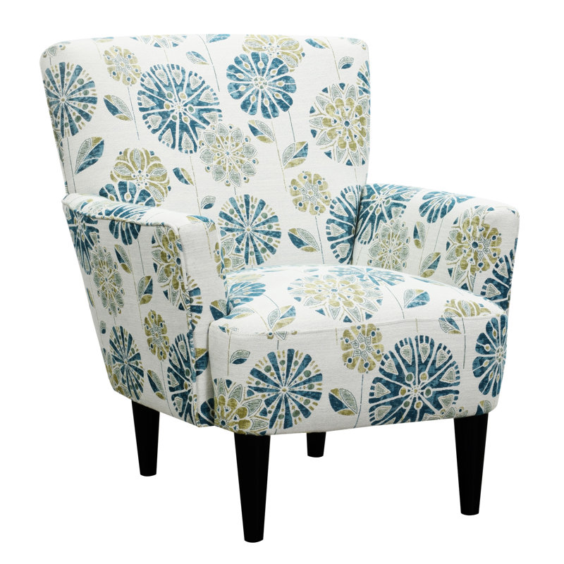 Red Barrel Studio® Wallace & Bay Flora Blue Floral Accent Chair | Wayfair