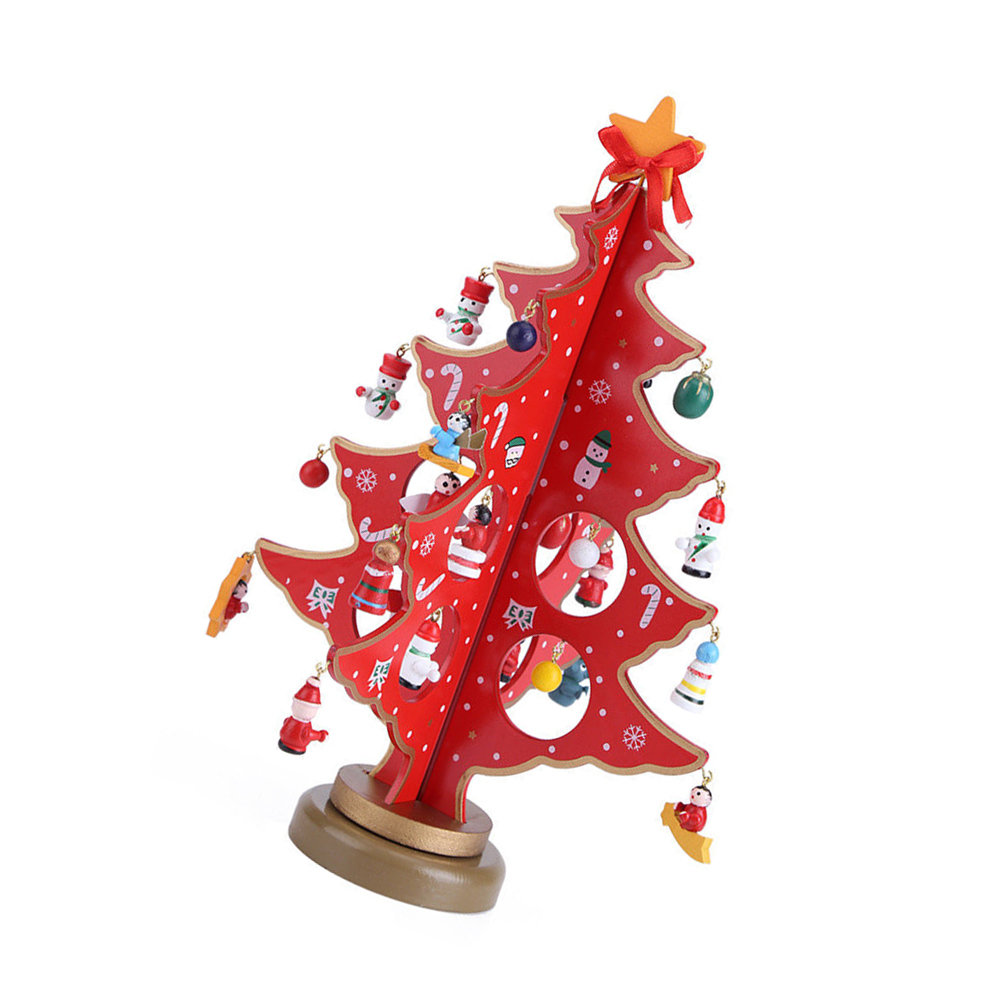 The Holiday Aisle® 30CM Christmas Tree Wooden Mini Christmas Tree ...