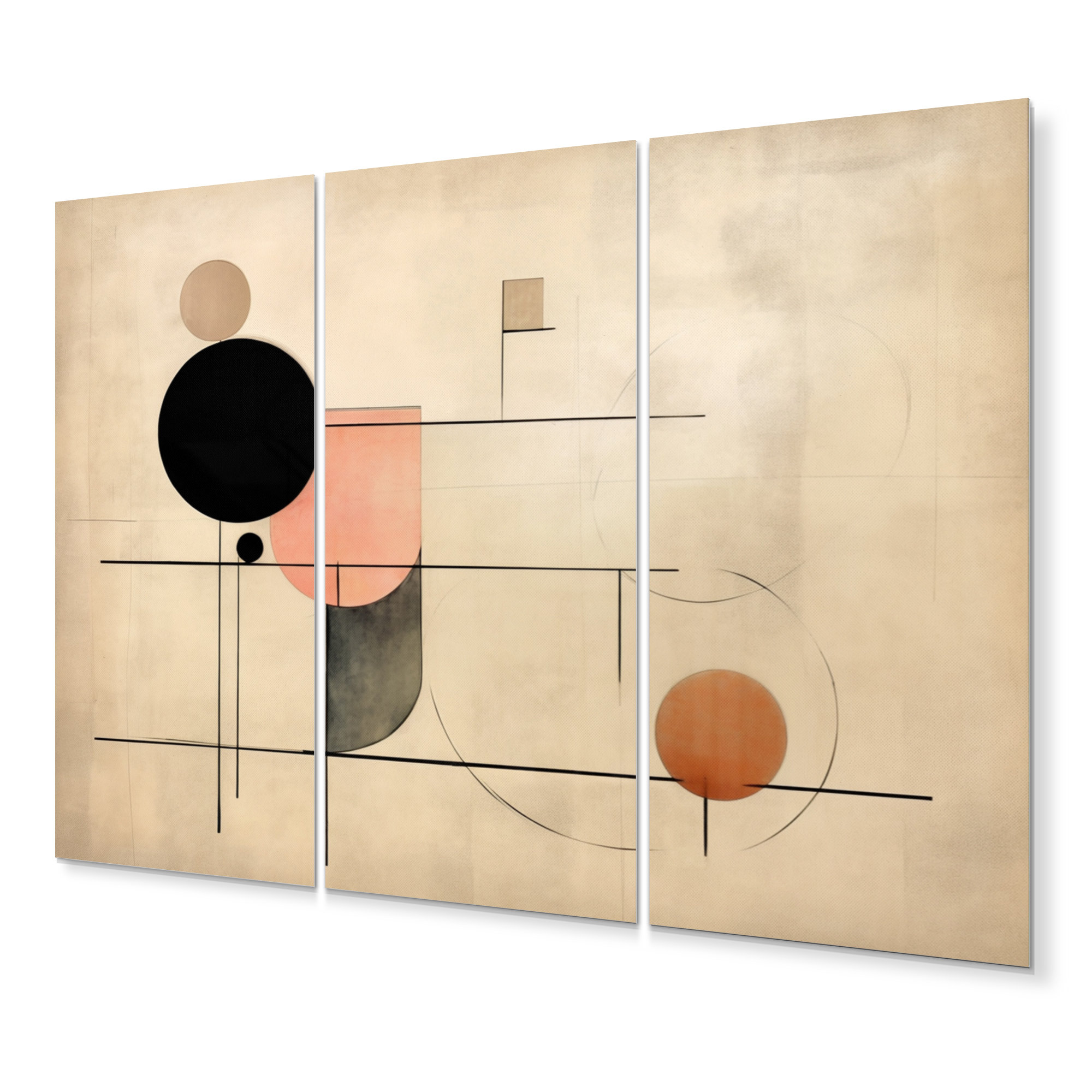 George Oliver Beige Geometry In Motion IX - Abstract Shapes Metal Art ...