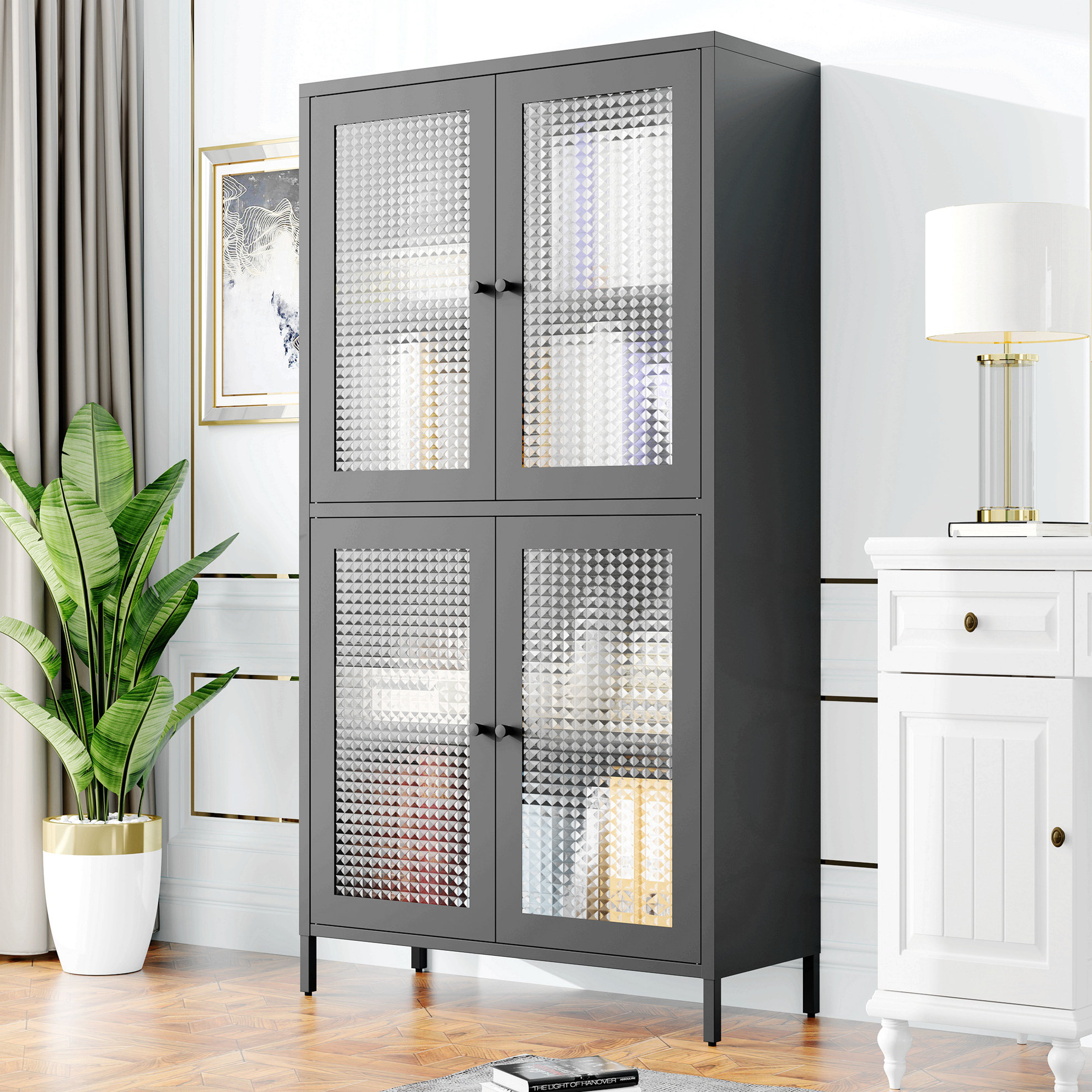 Latitude Run® Classic Metal Storage Cabinet Display Cabinet With 4 ...