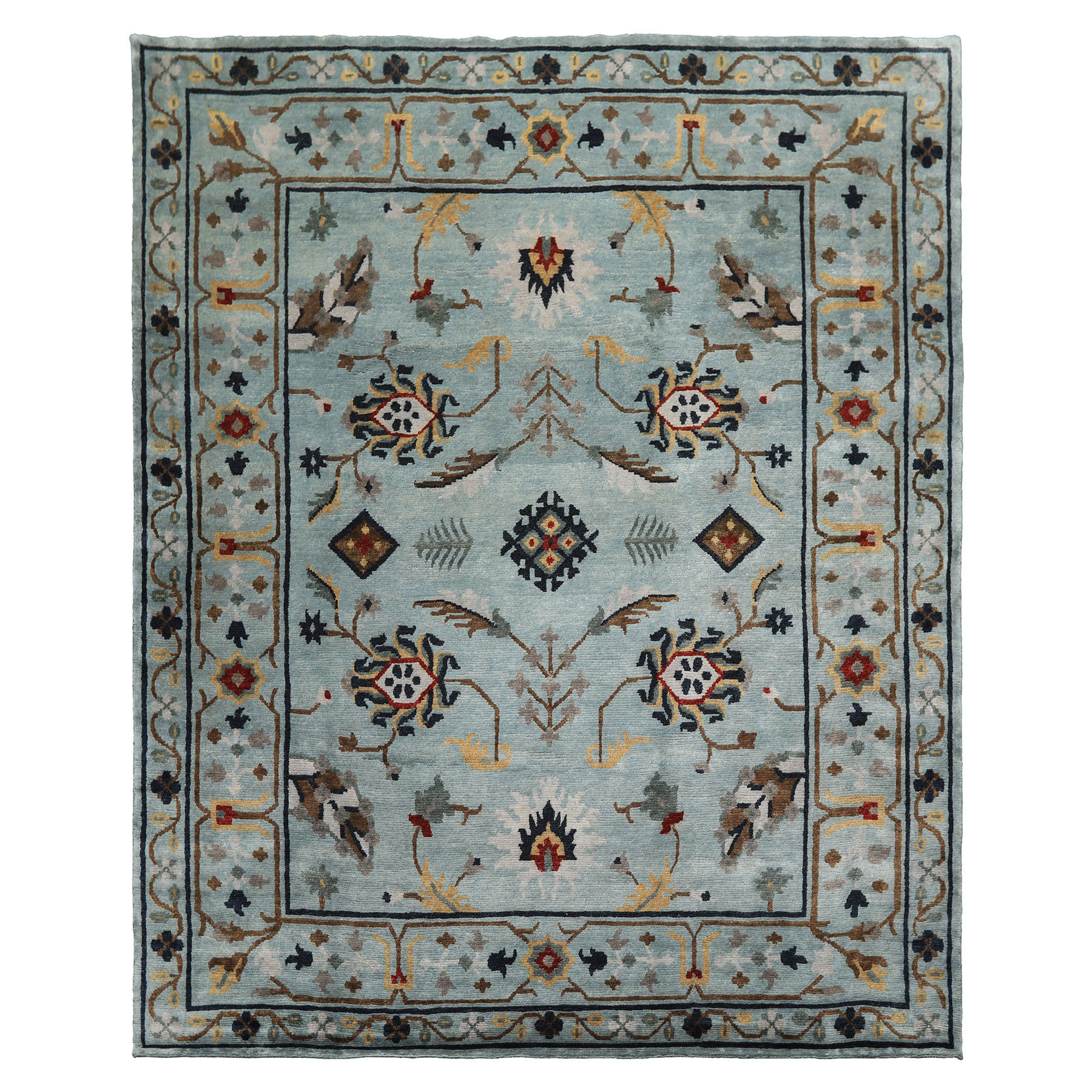 Red Barrel Studio® 8'1''x9'10'' Hand Knotted Wool Aqua Tibetan Arts ...