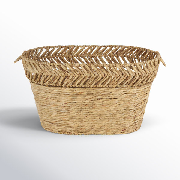 Birch Lane™ Elberson Cole And Grey Seagrass Handmade Woven Oval Storage ...