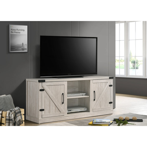 Ophelia & Co. 58" Dusty Gray Tv Stand, 2 Open Shelves And Cabinets For ...