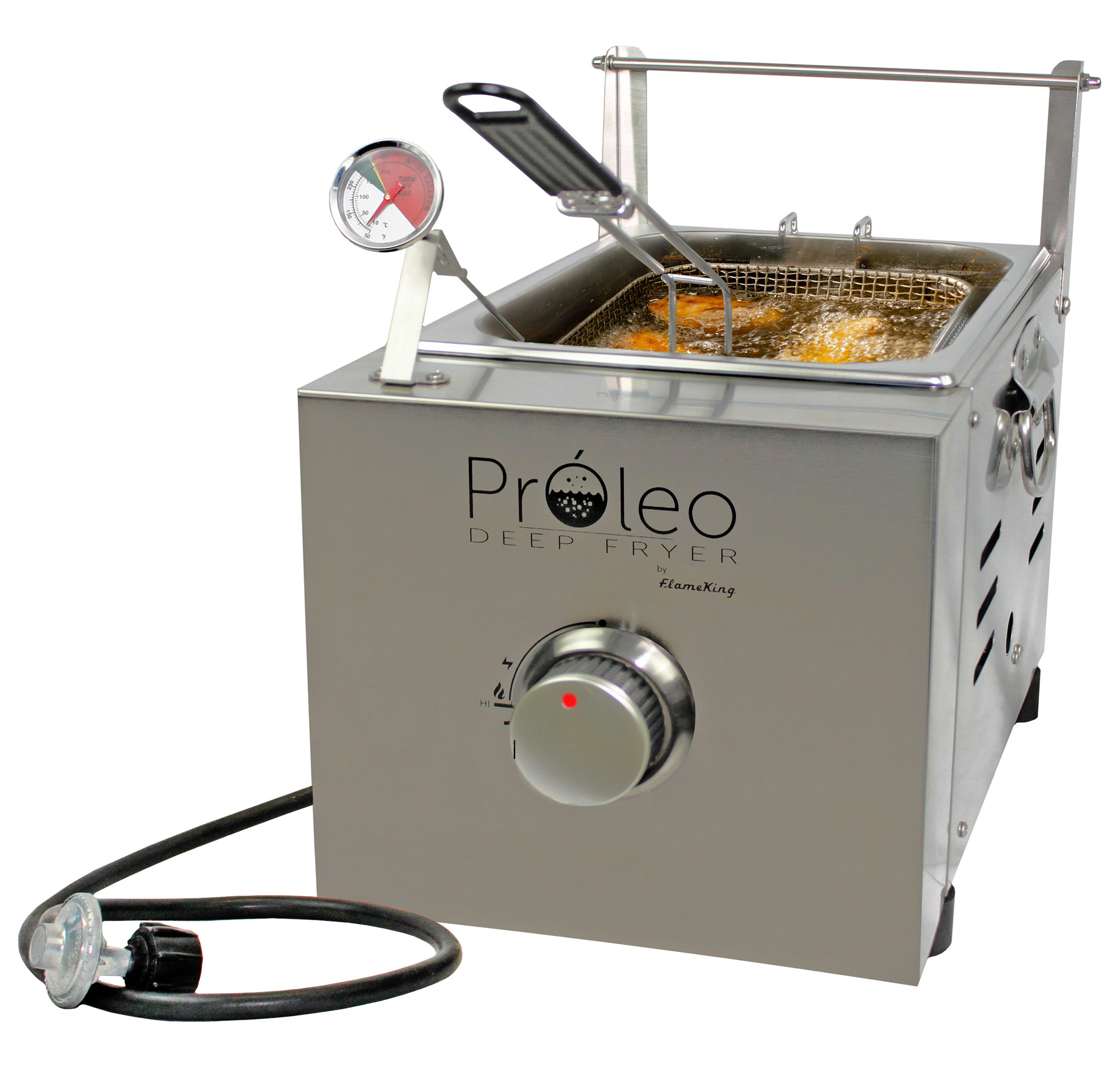 Flame King Proleo Tabletop Propane Deep Fryer With Oil Thermometer, 2.5 ...