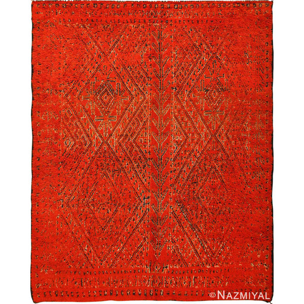 Nazmiyal Collection Tapis marocain rouge berbère double face rétro ...
