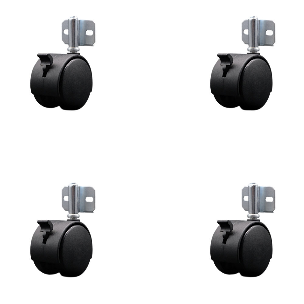 Service Caster 2-3/8 Inch Twin Wheel Casters with Brakes and Side Mount ...