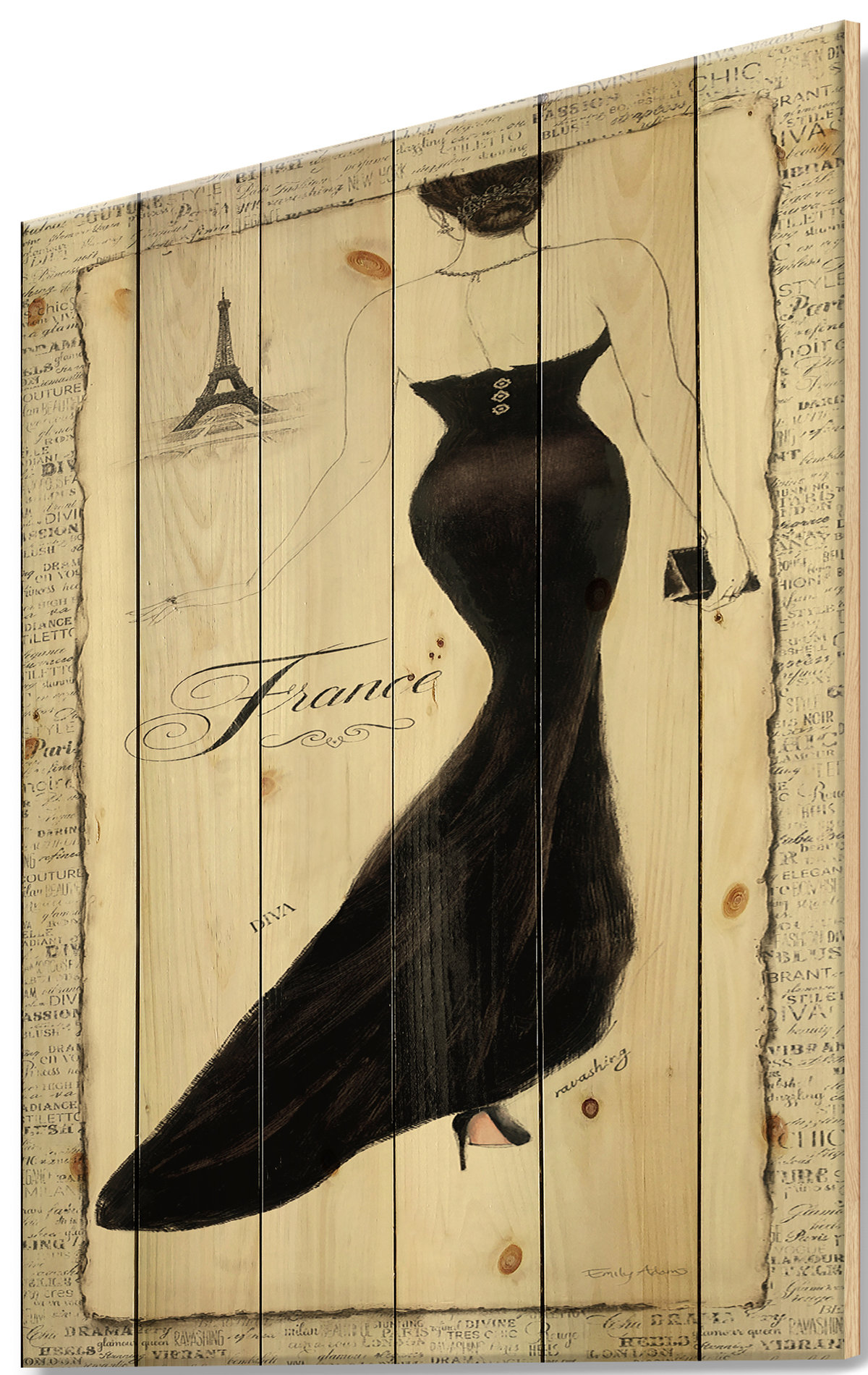 East Urban Home Elegance Glam Paris Diva II - Fashion Print on Natural ...