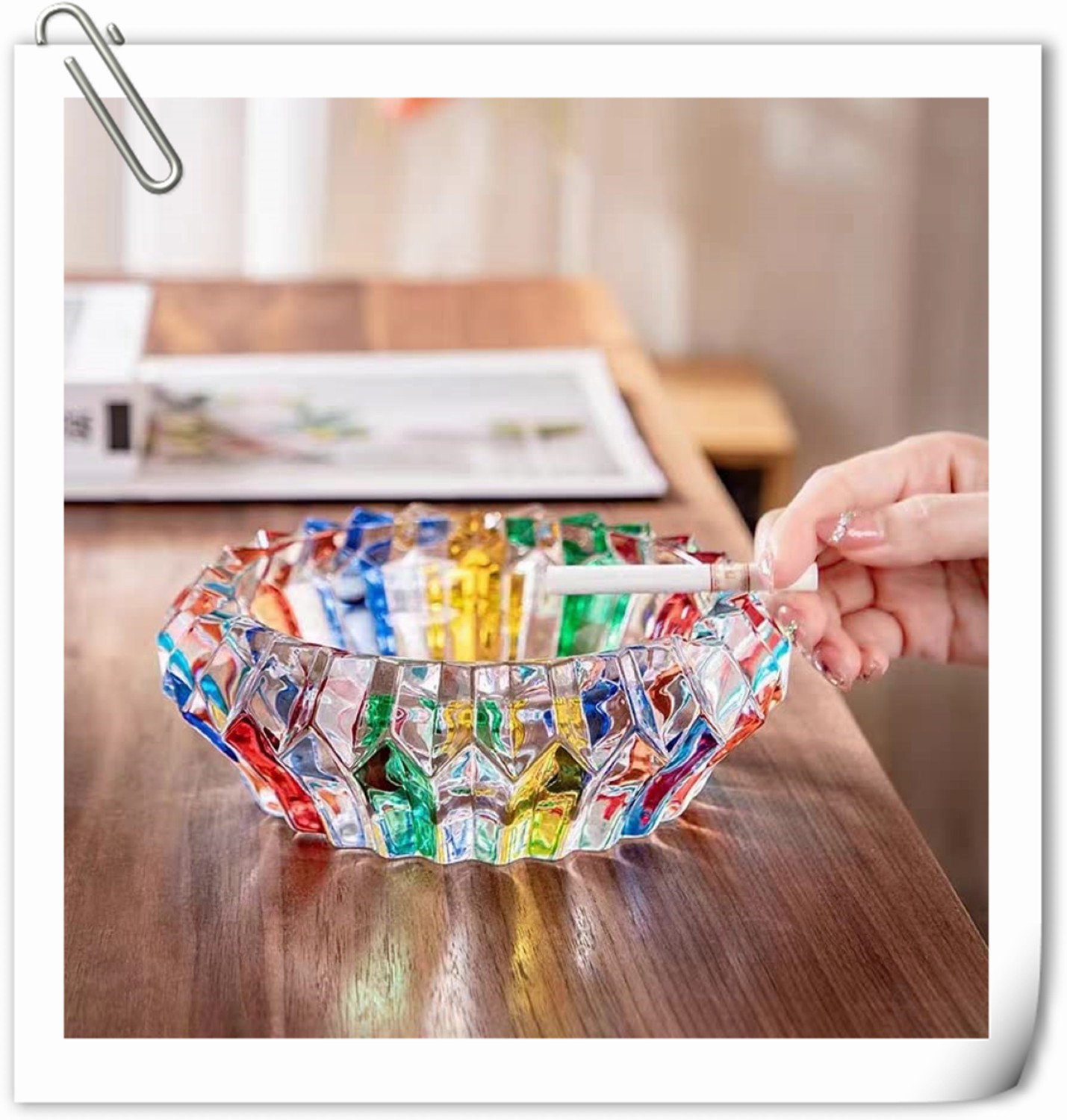 GLOBAL GIRLS LLC Crystal Colourful Ashtray, Cigar Cigarettes Ash Tray ...