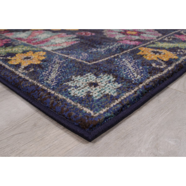Alcott Hill® Boulton Vibrant Bloom Black Area Rug | Wayfair