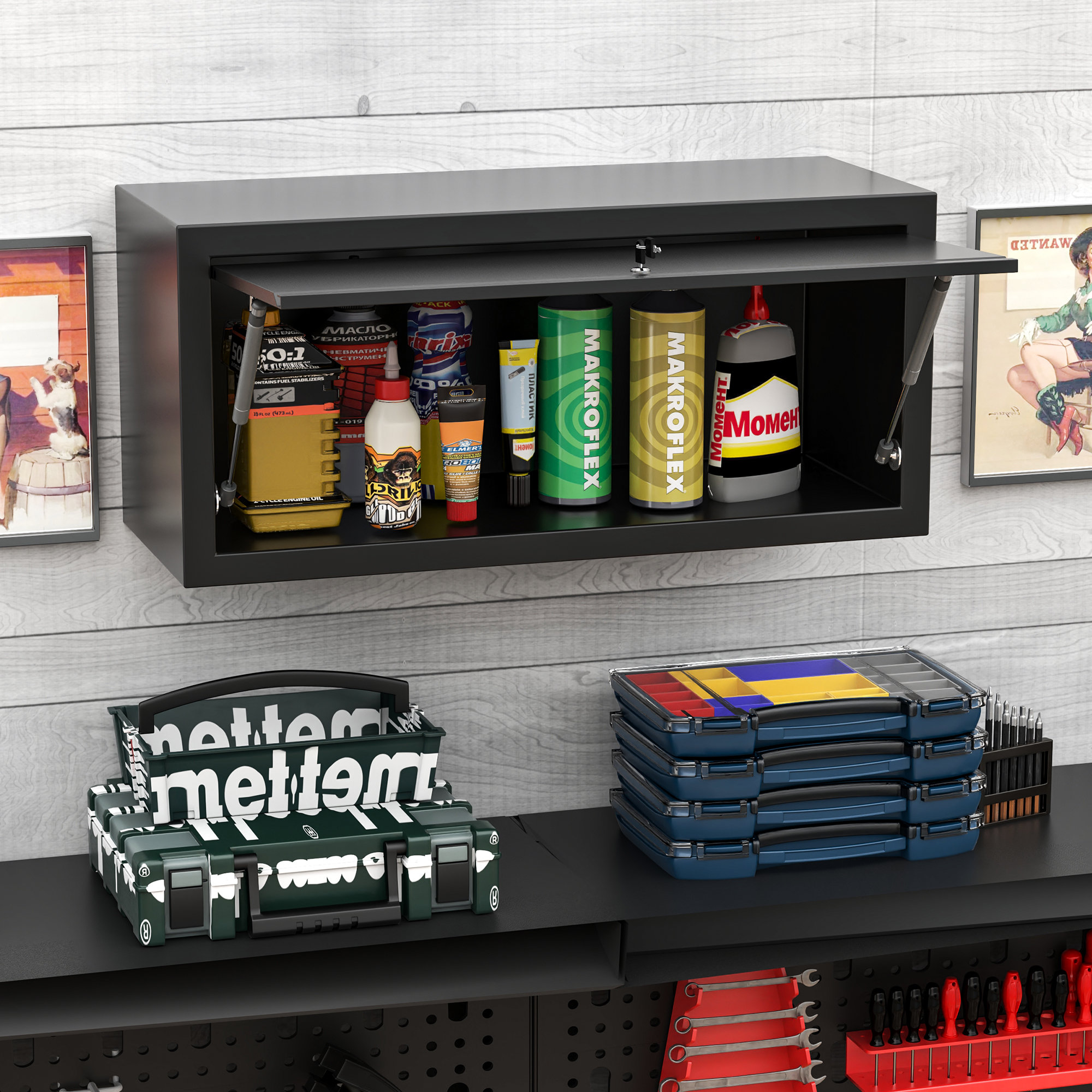 WFX Utility™ Sturdy Metal Wall Cabinet with Up-flip Door - Garage ...