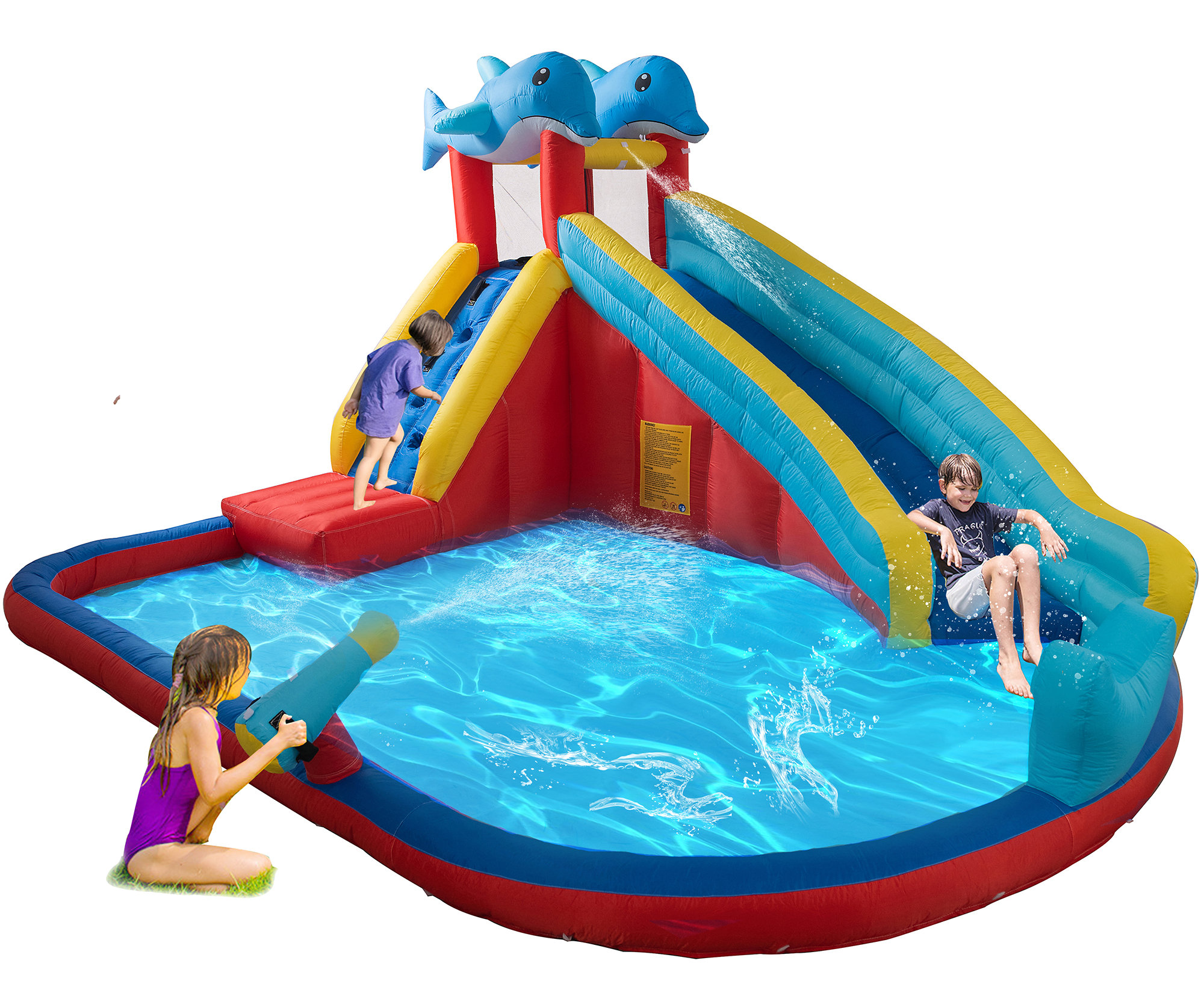 EDOSTORY 15.75' x 13.12' Inflatable Water Slide with Air Blower ...