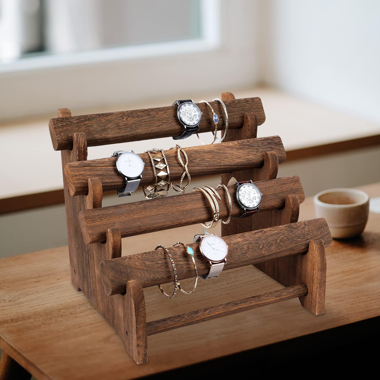 Millwood Pines Wooden Oval Shaped 4 Tier Watch Holder Stand - Wayfair ...