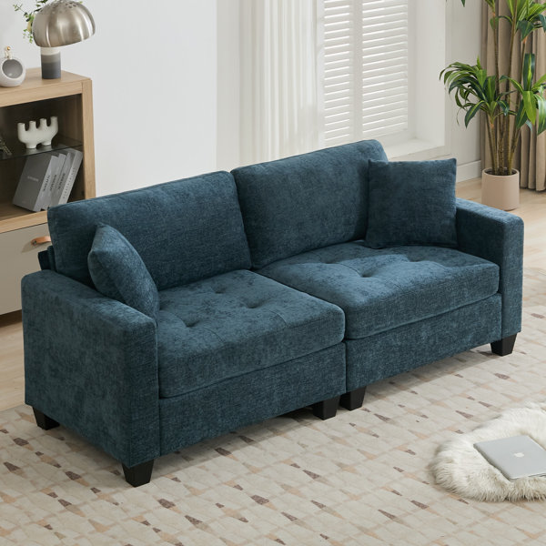 Latitude Run® 82'' Upholstered Sofa Square Arms Sofa with Solid Wood ...