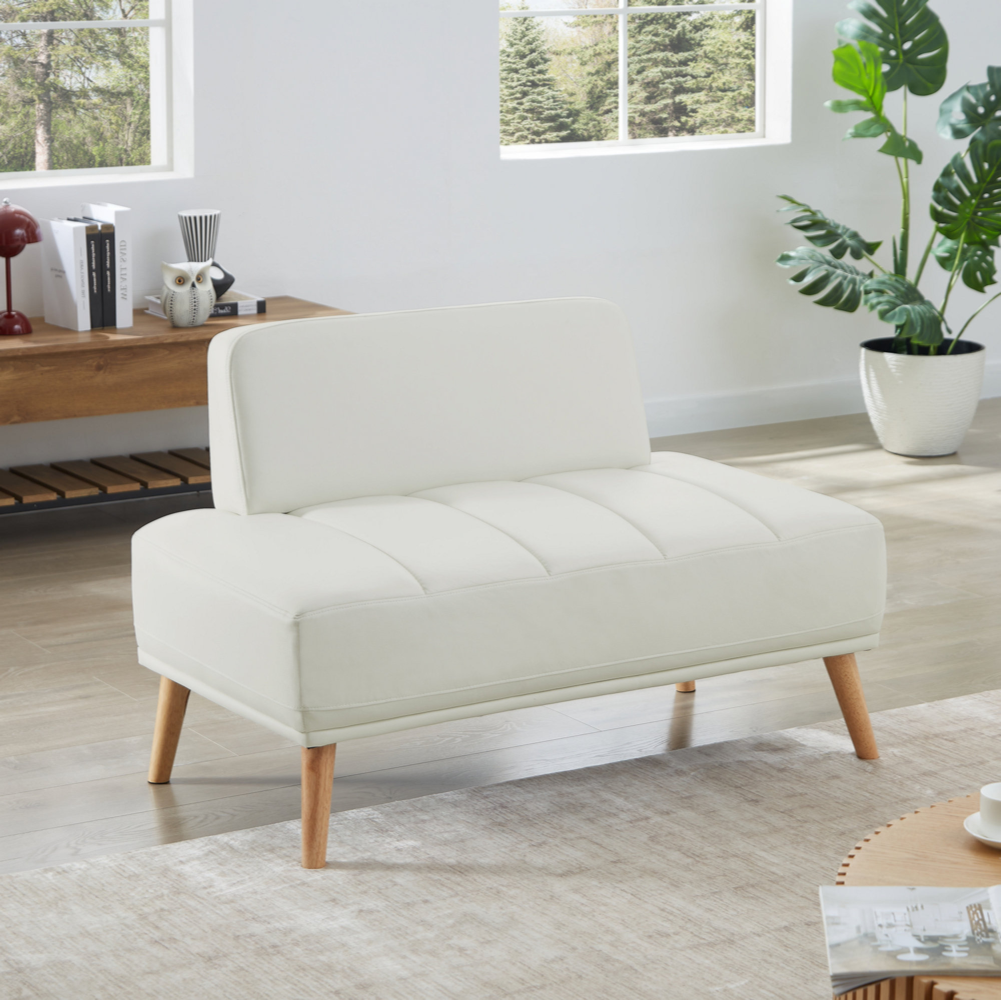 Corrigan Studio 45"Inch Width Modern End Of Bed Bench, Leathaire Fabric ...